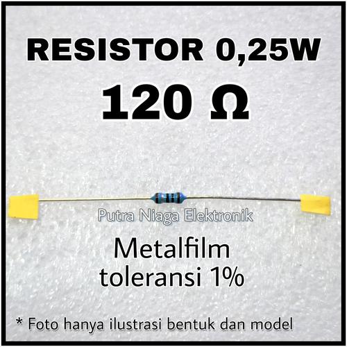 Jual Resistor 120ohm 0,25W 1% Metalfilm 120Ω 120R 0.25W 120 ohm 1/4W ...