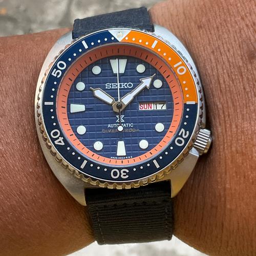 Jual JAM CUSTOM MODIF DIVER TURTLE TEXTURE BLUE DIAL AUTOMATIC SEIKO ...