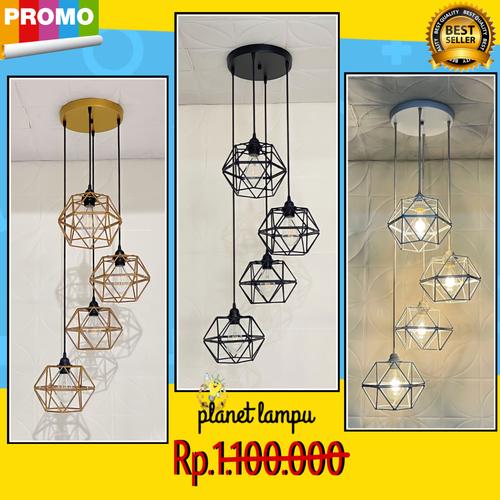 Jual Lampu gantung hias minimalis putih gold hitam besi Ruang tamu 4 in ...