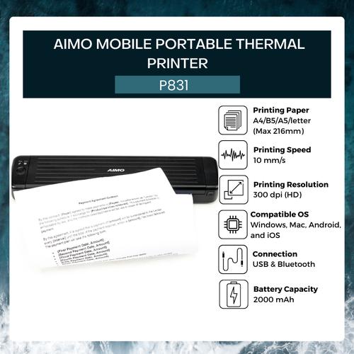Promo Portable Thermal Printer AIMO P831 | Print Pakai Kertas A4 Biasa ...