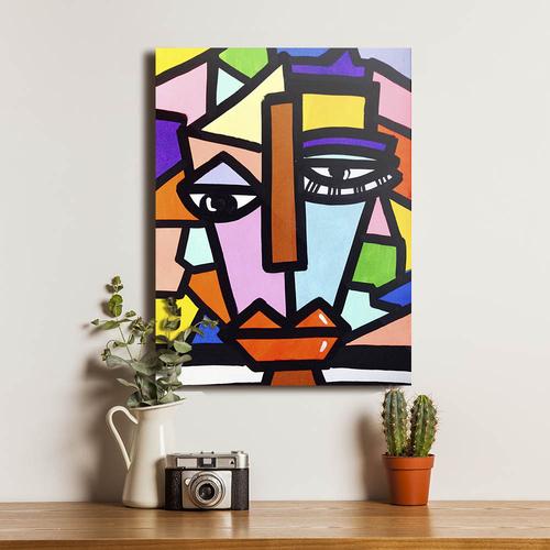 Jual Hiasan Dinding Wajah Abstrak Siluet Mural Seni Poster Frame Kayu ...