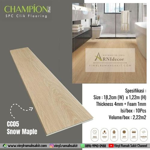 Jual SPC Champion tebal 5mm+underlayer Motif Kayu type CC05 Snow Maple ...