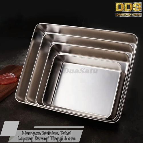 Jual Nampan Stainless Tebal Loyang Persegi Baking Tray Tinggi 6 cm ...