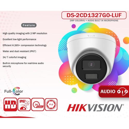 Jual IP Camera Indoor Hikvision DS-2CD1327G0-LUF / 2MP COLORVU + AUDIO ...