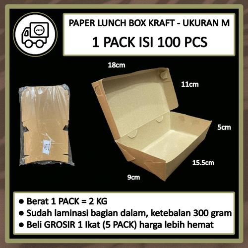 Jual Paper Lunch Box Kraft Coklat Ukuran M Laminasi isi 100 pcs ...