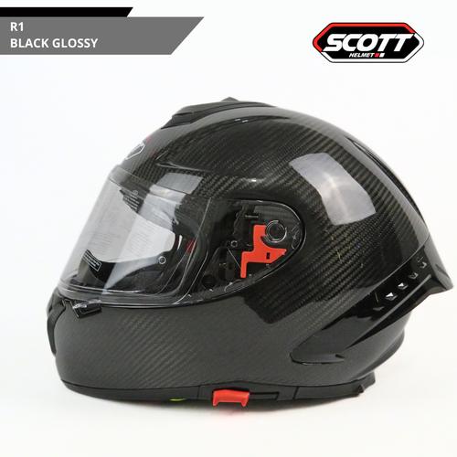 Promo Helm SCOTT R1 / Black Glossy / Helm Full Face Dewasa / Helm SNI ...