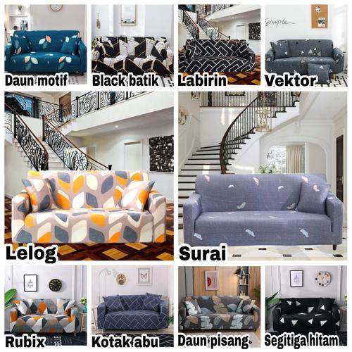 Promo Cover sofa 1 2 3 4 seater ELASTIC Sarung sofa MOTIF import ...