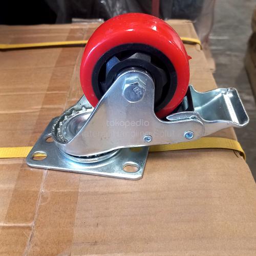 Jual Roda Trolly 3 Inci PVC Red Medium Duty Double Bearing - Hidup ...