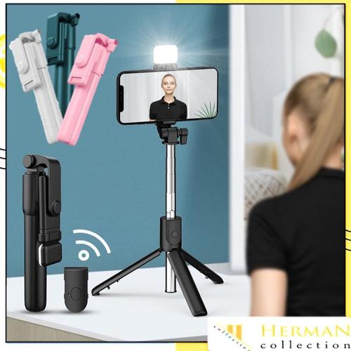 Jual Hc Tripod Bluetooth Selfie Stick Led Flash With Fill Light Tripod