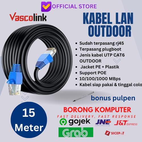 Promo KABEL LAN UTP CAT 6 OUTDOOR 15 METER VASCOLINK CAT6 15M SIAP ...