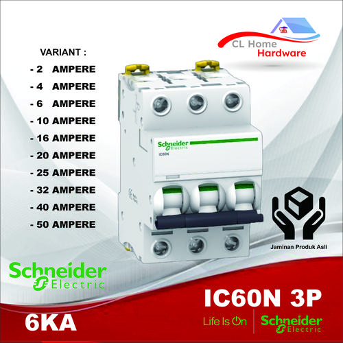 Jual MCB SCHNEIDER 3 PHASE IC60N ACTI9 3P 2 AMPERE - 50 AMPERE ORIGINAL SNI - 3P 16 AMPERE ...