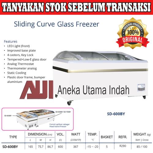 Jual Gea SD-600BY Sliding Curve Glass Freezer - Freezer Box Kaca Geser ...