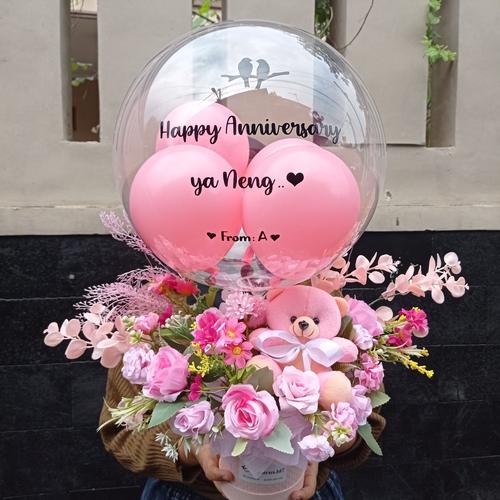 Jual Bucket Balon/Bloom Box Bunga High Quality [Boneka + Full Bunga ...