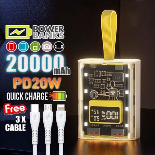 Promo Transparent Powerbank Original 20000mAh Transparan Fast Charging ...