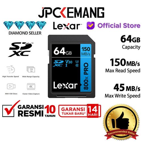 Promo Lexar 64GB Pro SDXC 800X UHS-I SDHC Memory Card 64 GB GARANSI ...