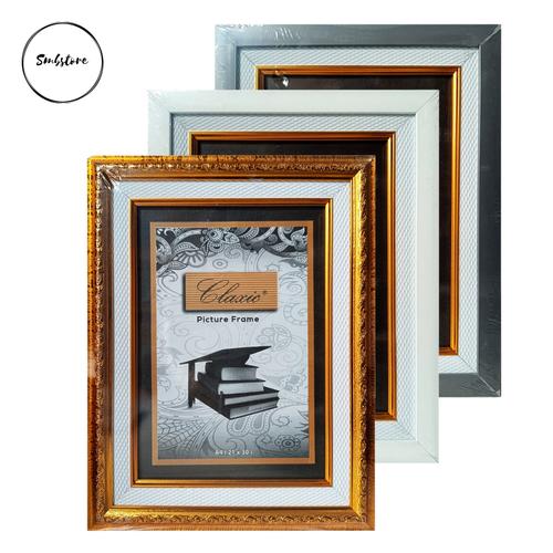Jual Bingkai frame pigura foto A4 (21x30cm) Linen motif - Putih ...