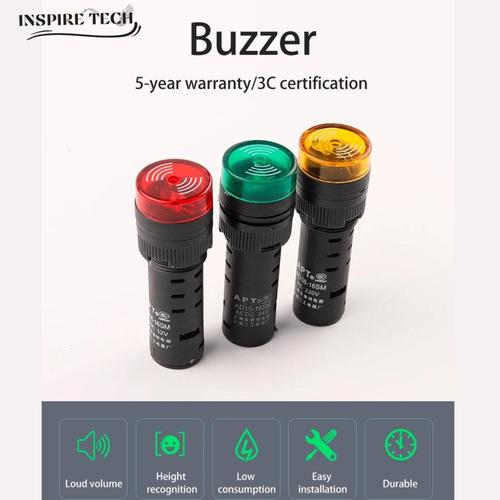 Jual Flash Buzzer Lampu pilot LED signal BEEPER AC-22 SM 12V 220V 24V ...