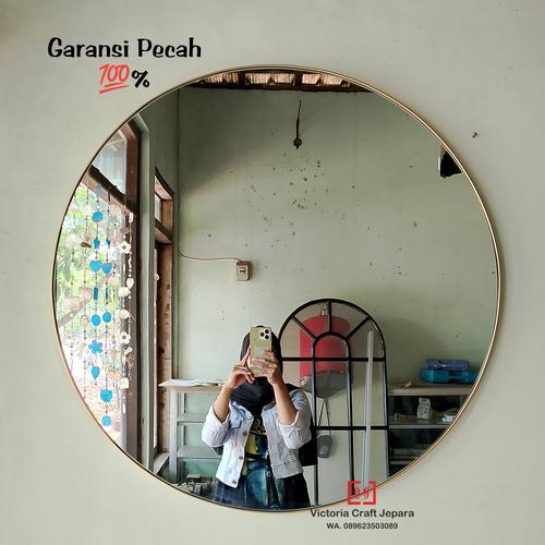 Jual Cermin bulat besi 80cm gold / cermin besi gold / cermin besi bulat ...