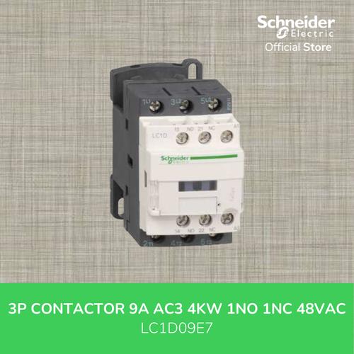 Jual Schneider Electric 3P CONT 9A AC3 4KW 1NO 1NC 48VAC COIL-LC1D09E7 ...