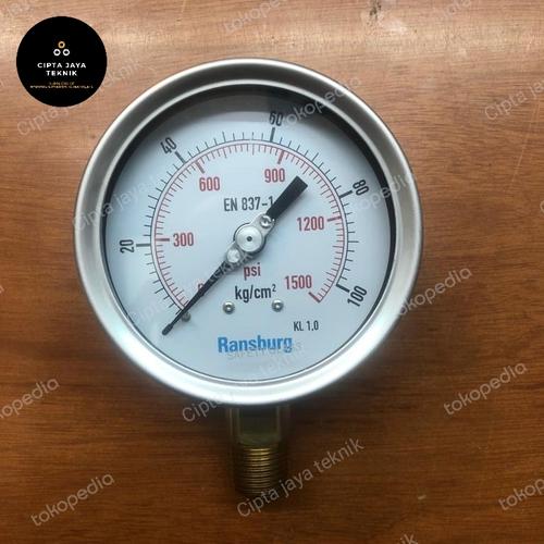 Jual Pressure Gauge RAKET Ransburg 4" Liquid Manometer 100 kg / 1500 ...