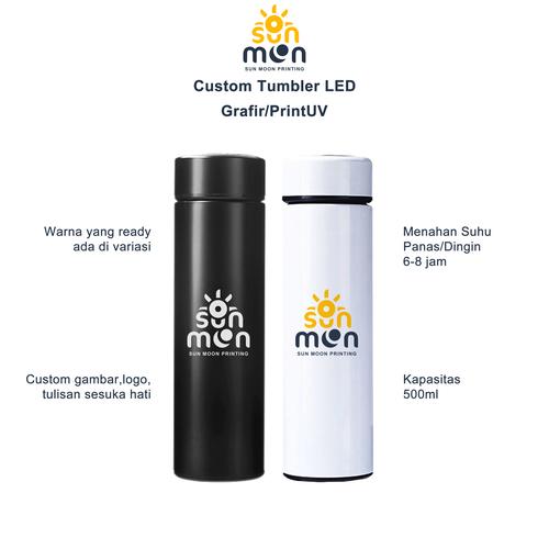 Jual Sun Moon Printing - Tumbler LED Custom Grafir / Print UV - Hitam ...