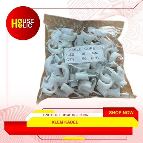 Jual Klem Jepit Kabel Paku Beton / Klip Round Cable Clip Listrik Per ...