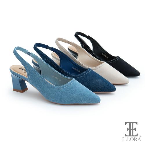Promo ELLORA EG-6900 Sepatu Wanita Hak Chunky Slingback Bahan Denim 6 ...
