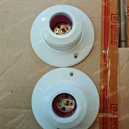 Jual fitting lampu plafo rumah lampu fitting E27 warna putih BROCO ...