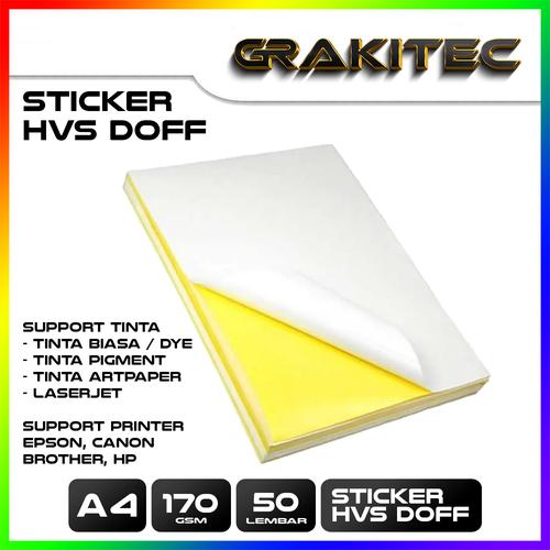 Jual Sticker HVS A4 isi 50pcs/Kertas Stiker Inkjet Doff Matte A4 ...