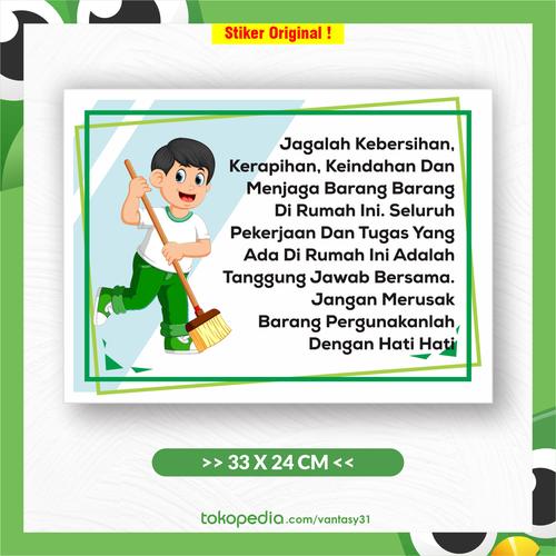 Jual Stiker Vynil Jagalah Kebersihan dan Kerapihan Rumah ini - Kos ...