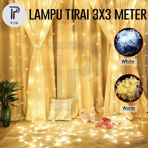 Jual Lampu Tumblr Tumbler Tirai Dekorasi Gorden 3x3 Meter 300LED Warm ...