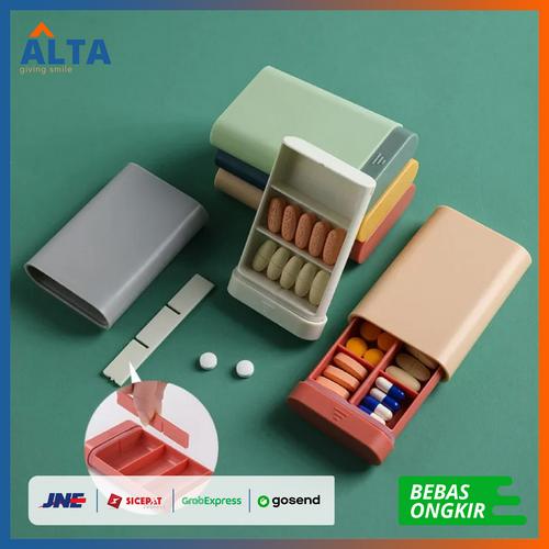 Jual Tempat Obat Vitamin Pil Portable Medicine Pill Box 6 Sekat kotak ...