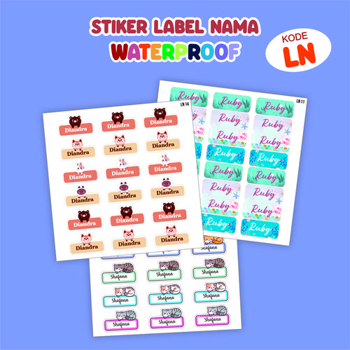 Jual STIKER LABEL NAMA ANAK WATERPROOF CUSTOM 48-54 pcs - LN 01 - Kota ...
