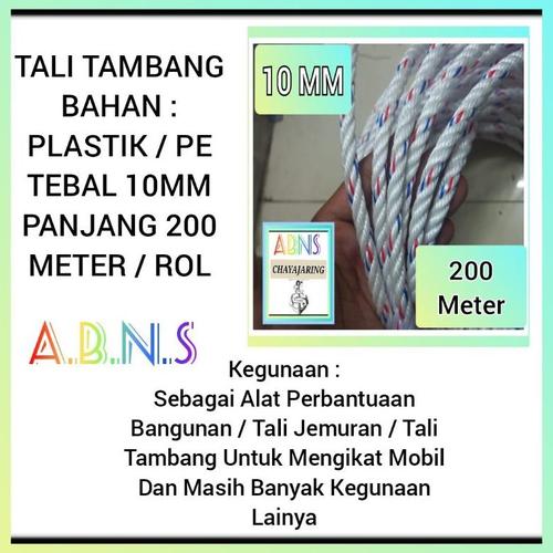 Jual Tali Tambang Plastik 10 Mili 200 Meter / Roll Tali Tambang Ppd 10 ...