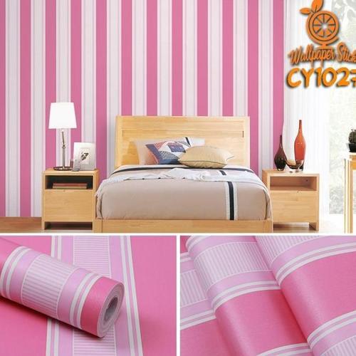 Jual MERIAH WALLPAPER STIKER CY1027 GARIS PINK WALLPAPER DINDING ...