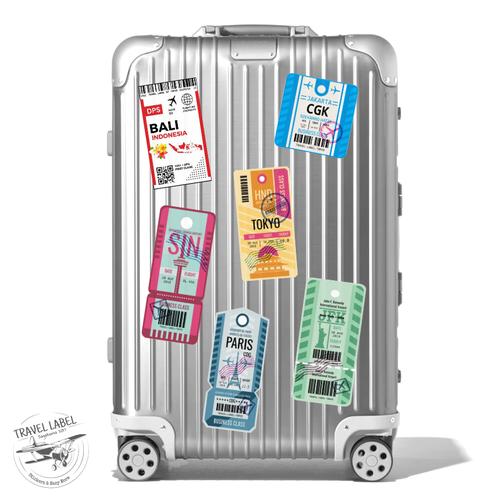 Jual Sticker Koper Motif Label Airports World Traveling - DXB via SIN ...