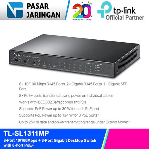 Jual TP-Link TL-SL1311MP 8-Port 10/100Mbps + 3-Port Gigabit Desktop ...