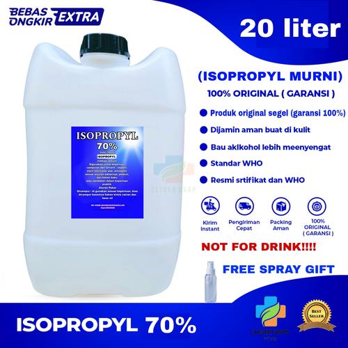 Jual alkohol isopropyl 70% 20 liter / alkohol isopropyl 96% 20 liter ...