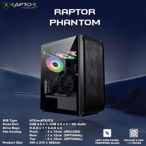 Jual Casing PC Komputer Gaming Raptor Phantom - Hitam - Kota Medan ...