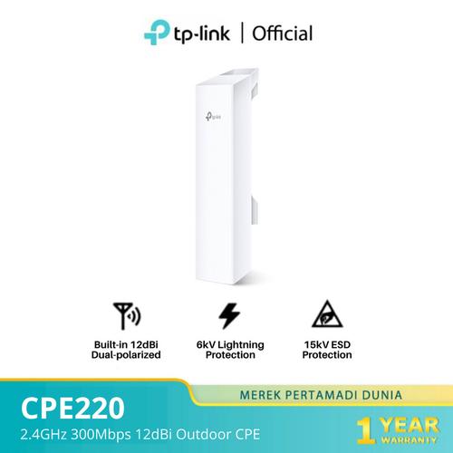 Jual TP-LINK CPE220 2.4GHz 300Mbps 12dBi Outdoor CPE - White - CPE220 ...