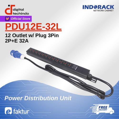 Promo INDORACK PDU 12 Outlet Europe Head Plug 3Pin Colokan 32A PDU12E ...