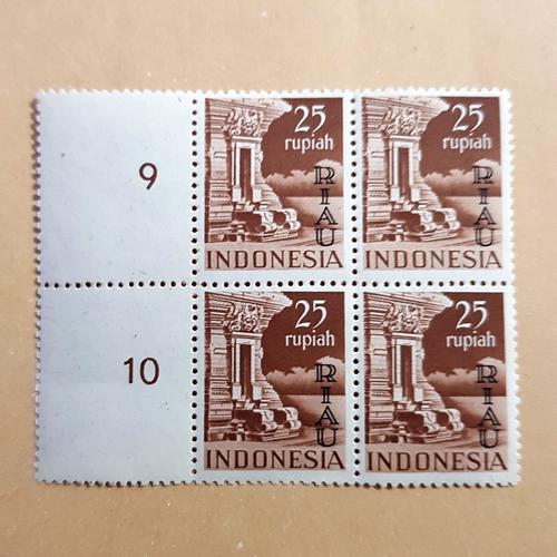 Jual Prangko INDONESIA 1954. C.T. RIAU 25 Rupiah Blok-4. dengan margin ...