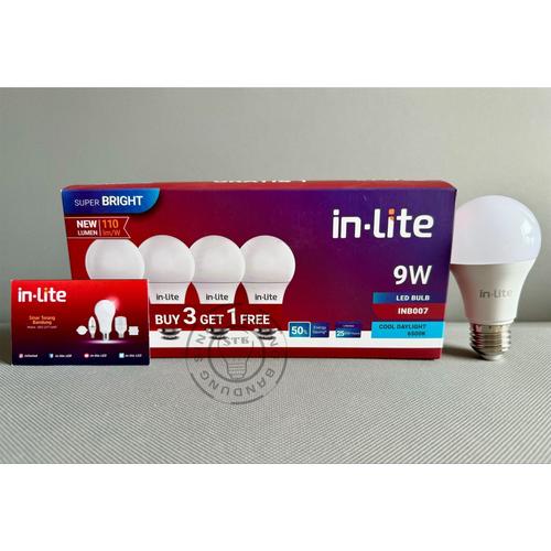 Promo PAKET SUPER MURAH BELI 3 GRATIS 1 LAMPU LED INLITE 9W 9 WATT ...