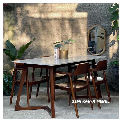 Jual Meja Makan Marmer Kayu Jati Kursi Heroshima Jati Grade A - Kab ...