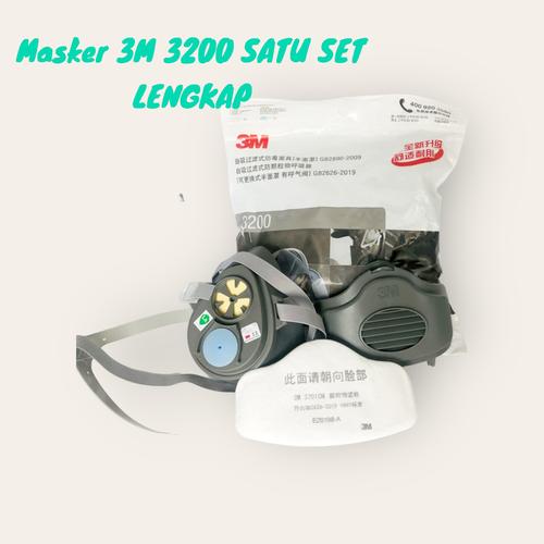 Jual MASKER 3M 3200 SET HALF FACE MASK RESPIRATOR SINGLE CARTRIDGE FULL ...