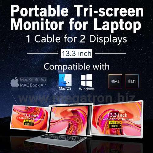 Jual Portable Triple Screen Monitor 13 inch -1 cable(support M1 M2 ...