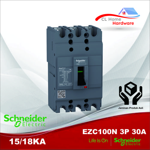 Jual MCCB SCHNEIDER 3P 30A 3 PHASE 30 AMPERE EASYPACT EZC100N3030 ...
