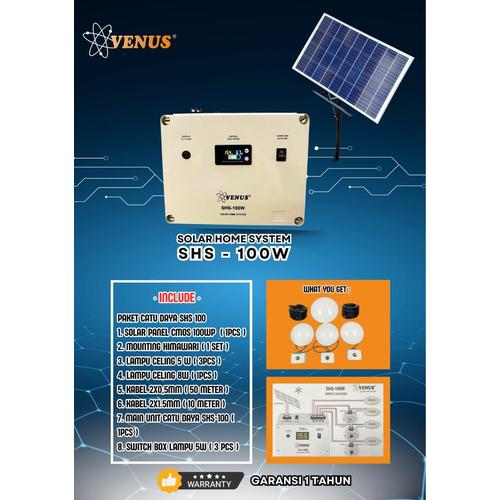 Jual Solar Home System 100 Watt VENUS Paket SHS 100wp 4 Lampu Tenaga ...