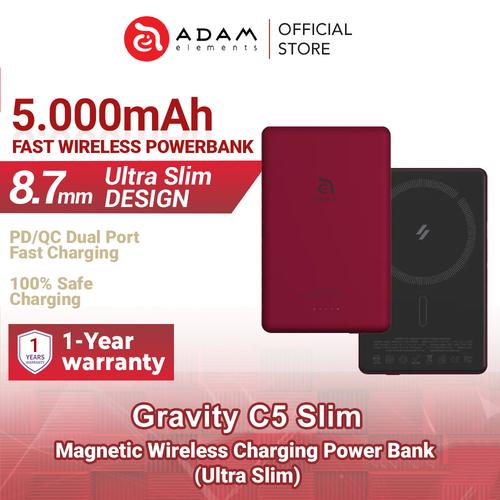 Promo ADAM ELEMENTS Gravity C5 Slim 5000mAh Magsafe Powerbank QC PD 3.0 - Merah Muda Cicil 0% 3x ...