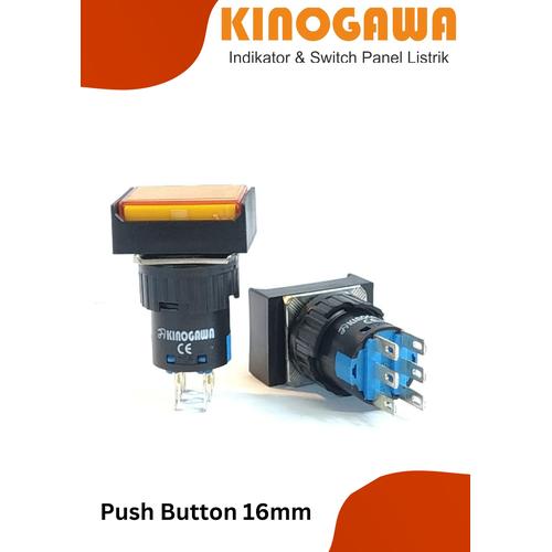 Jual Push Button Rectangular 16mm YELLOW Spring -Tombol Push Button ...